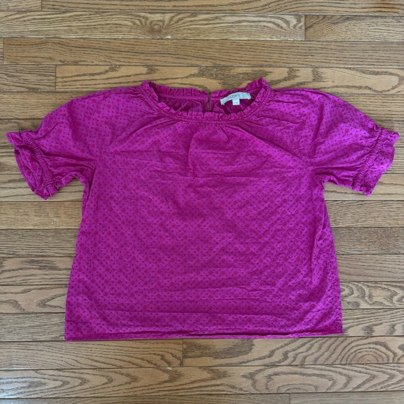 LOFT | Tops | Loft Pink Ruffled Short Sleeve Blouse | Poshmark